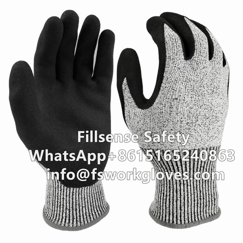 Nitrile Sandy Coated Level 5 Cut Proof Gloves Cut Resistant Work Gloves ...