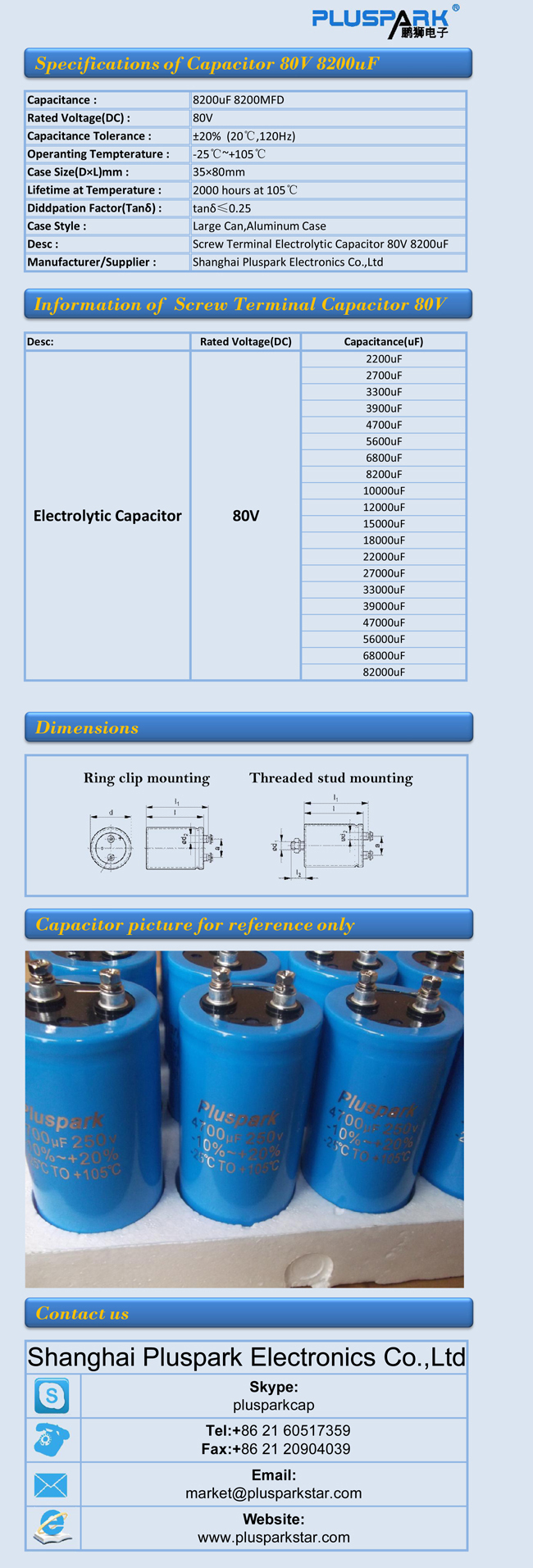 Screw Terminal 8200uf 80v Capacitor, High Quality Screw Terminal 8200uf ...