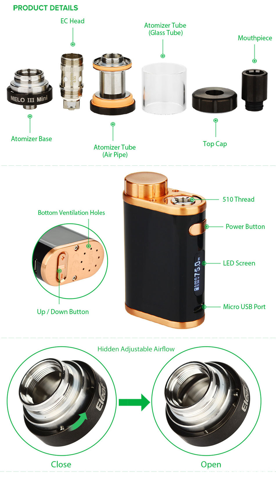 Eleaf Istick Pico Vape Kit With Melo 3 Mini Tank 2ml, High Quality ...