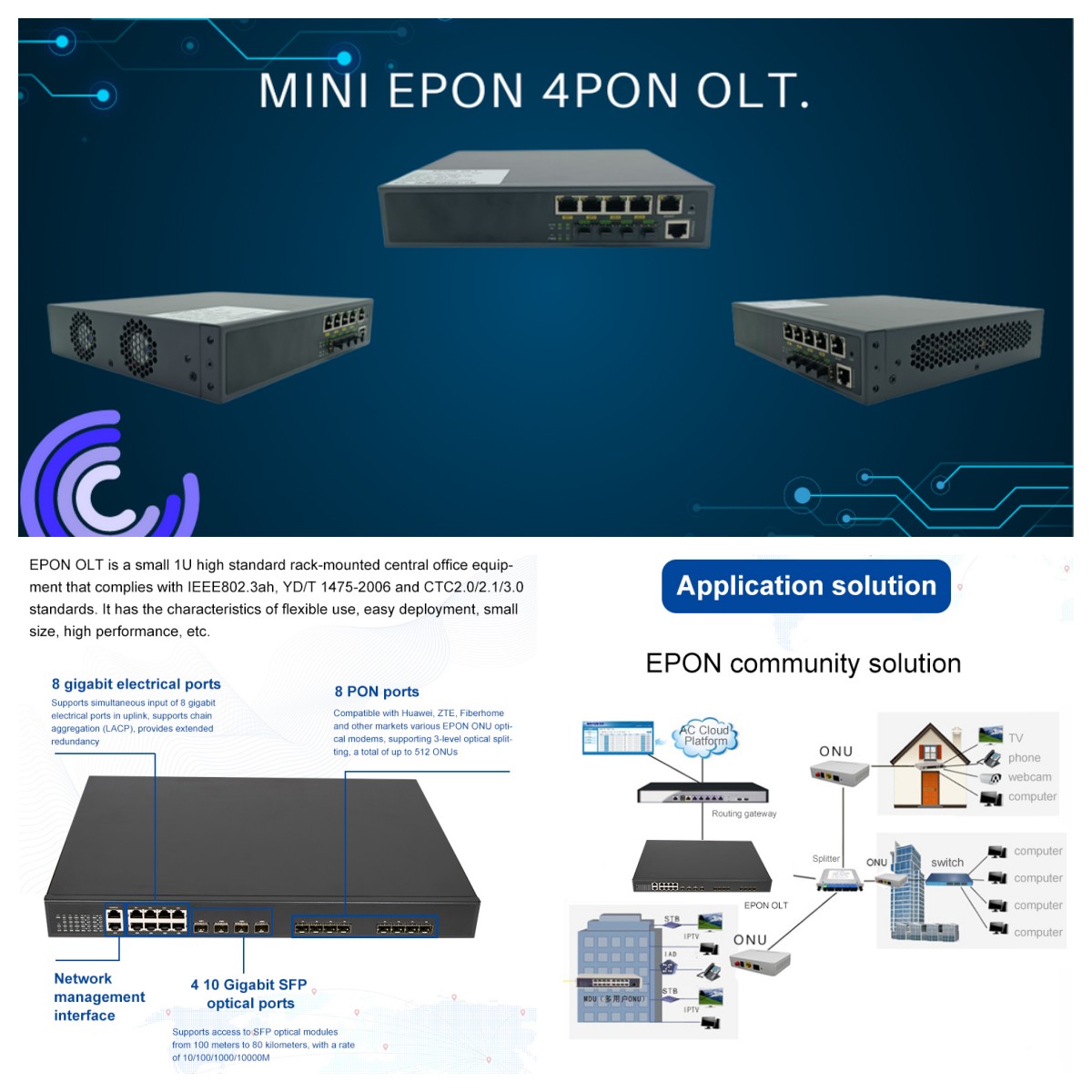 Epon Mini 4pon Olt With Epon Sfp Px20++, High Quality Epon Mini 4pon ...