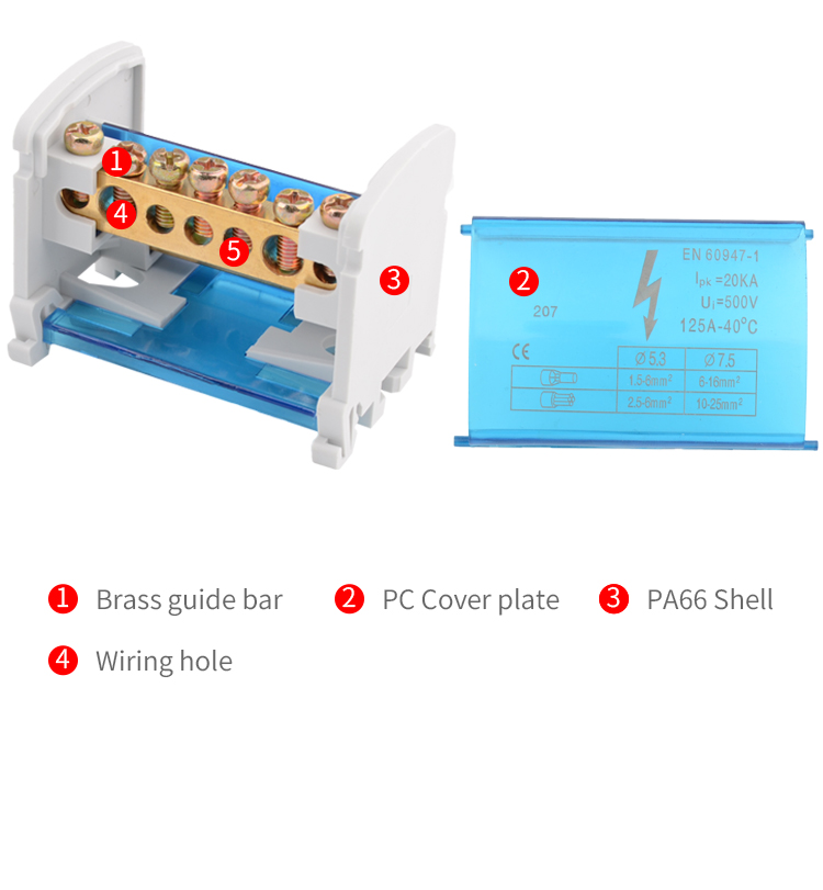 Din Rail 25mm Screw Connecting Copper Terminal Block Distribution Box ...