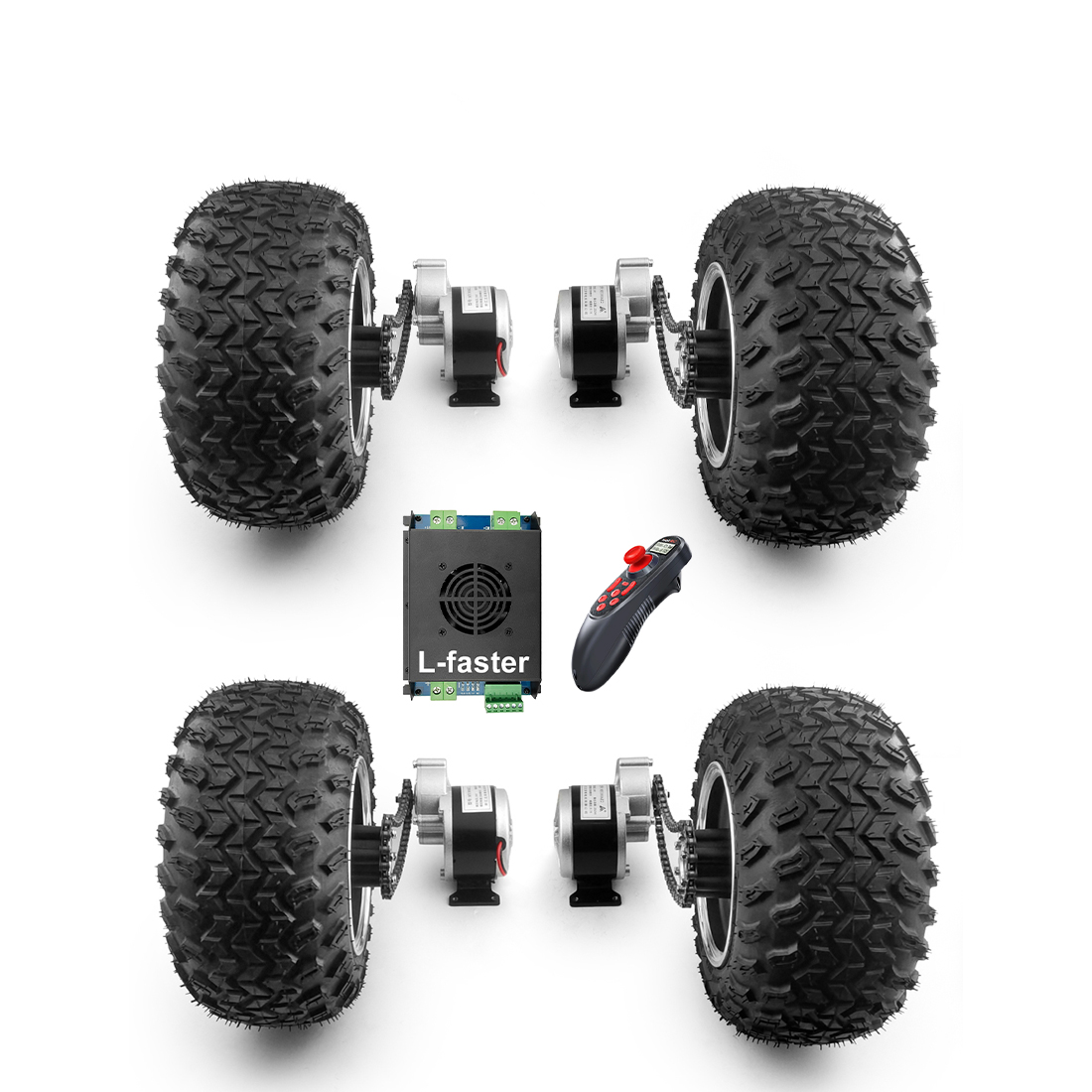 4wd 24v 250w Brushed Gear Motor Wheel Chain Drive Kit With Remote ...
