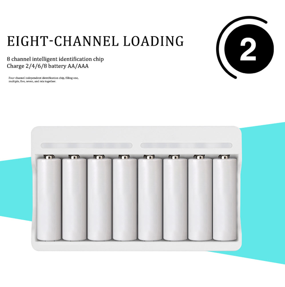 8-bay Smart Ni-mh Aa Aaa Battery Quick Charger With Micro Usb 5v 2a ...
