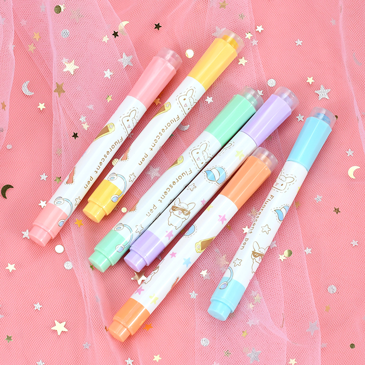 Double-sided Fluorescent Stamp Markers Set - 6 Colors Waterproof Pack ...