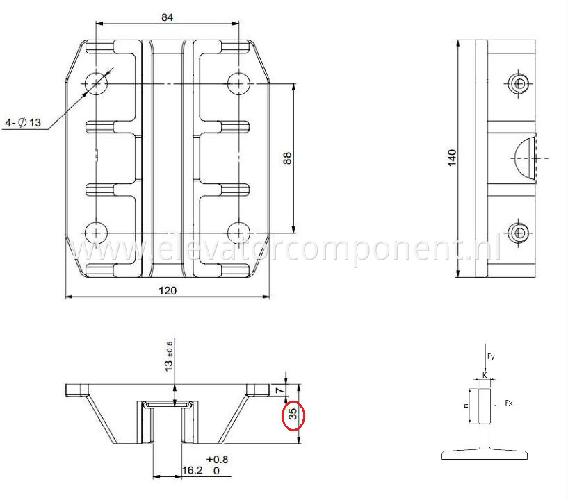CWT Guide Shoe for ThyssenKrupp Passenger Elevators