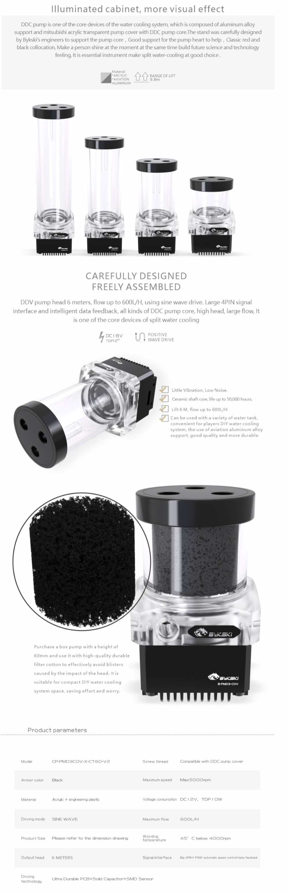 Bykski Aio Water Pump Ddc Rgb Silent, Pump Box + Reservoir Combo, High ...