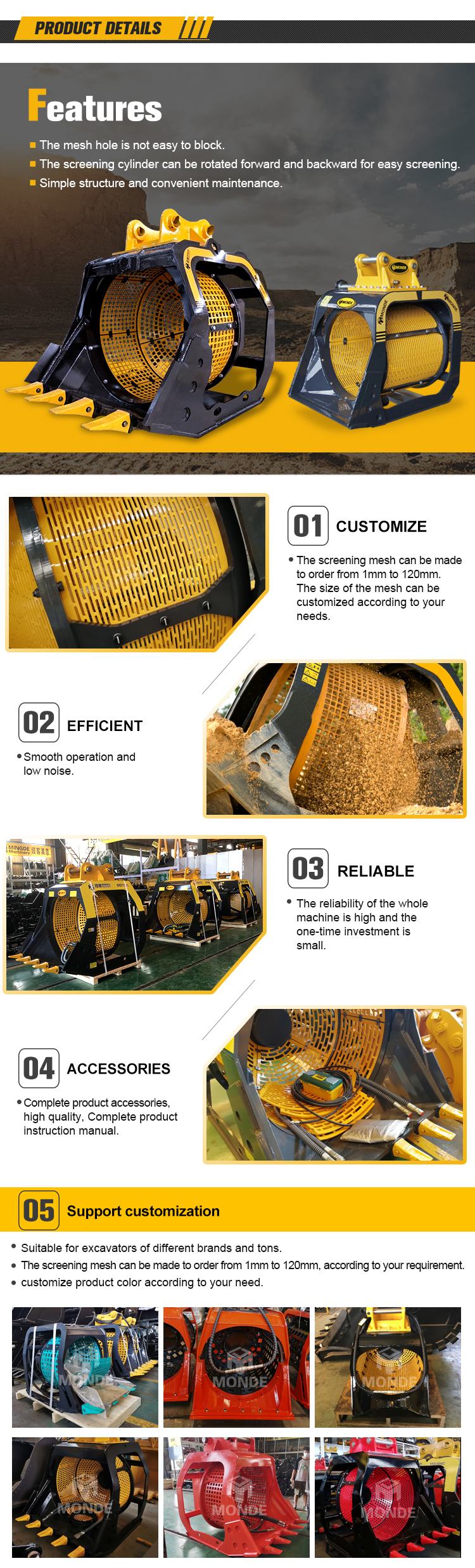 High Quality Excavator Screen Hopper Sieve For Reinforced Soil ...