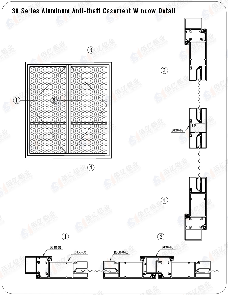 28 Series Casement Window Aluminium Profile, High Quality 28 Series ...