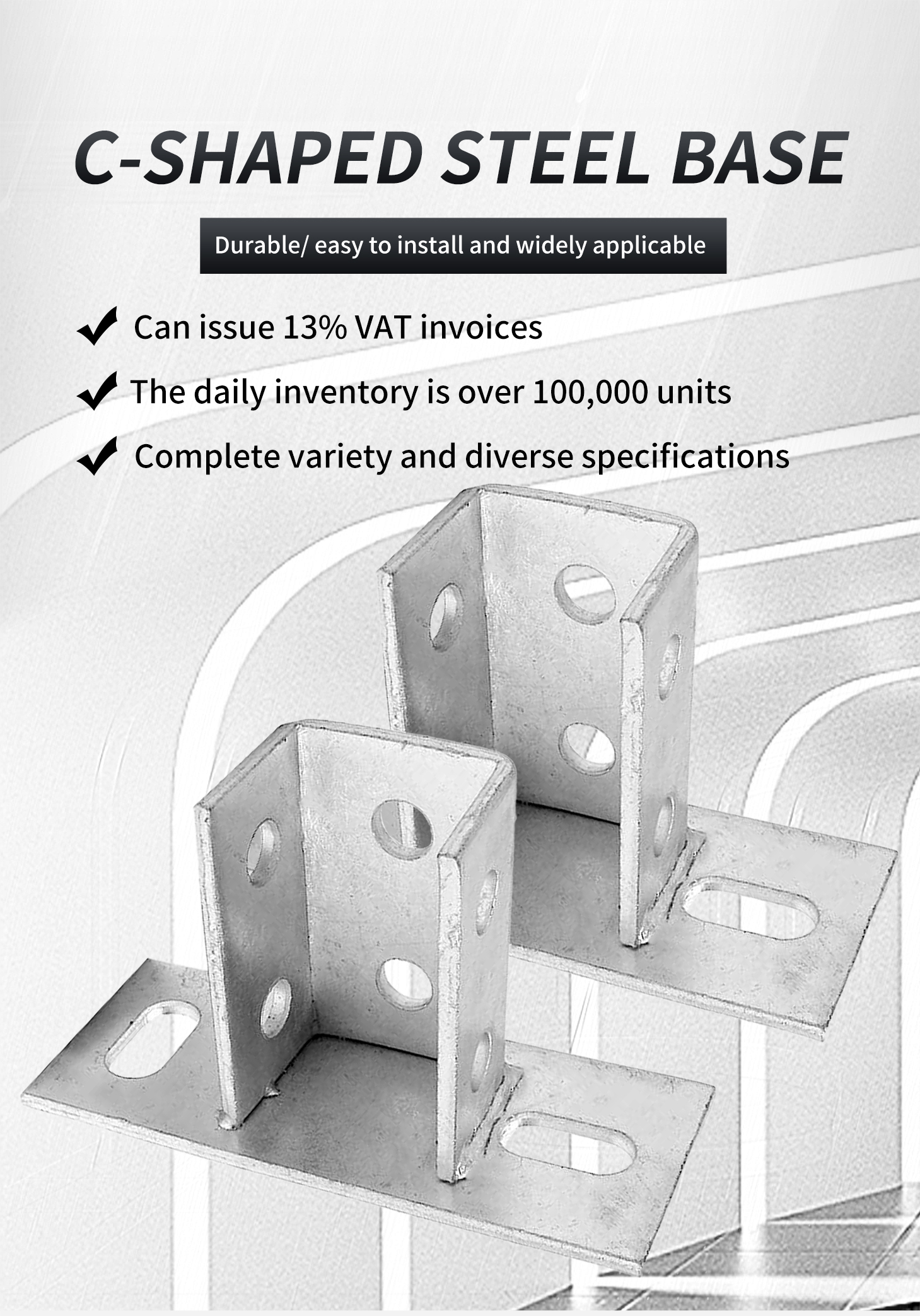 C-shaped Steel Base Unistrut Fitting Customized Slotted Hot Dip ...