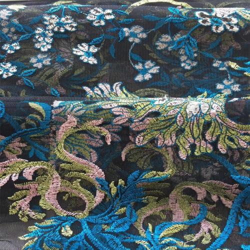 Colorful Big Flower Flat Embroidery Fabric, High Quality Colorful Big ...