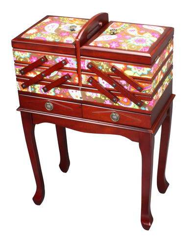 Standing Cantilever Wooden Sew Box With Tapestry, High Quality Standing ...