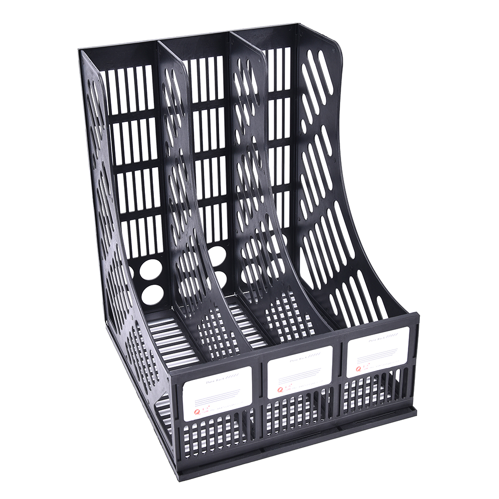 3 Sections Mesh Files Shelf Desktop File Rack Plastic Book Holder ...