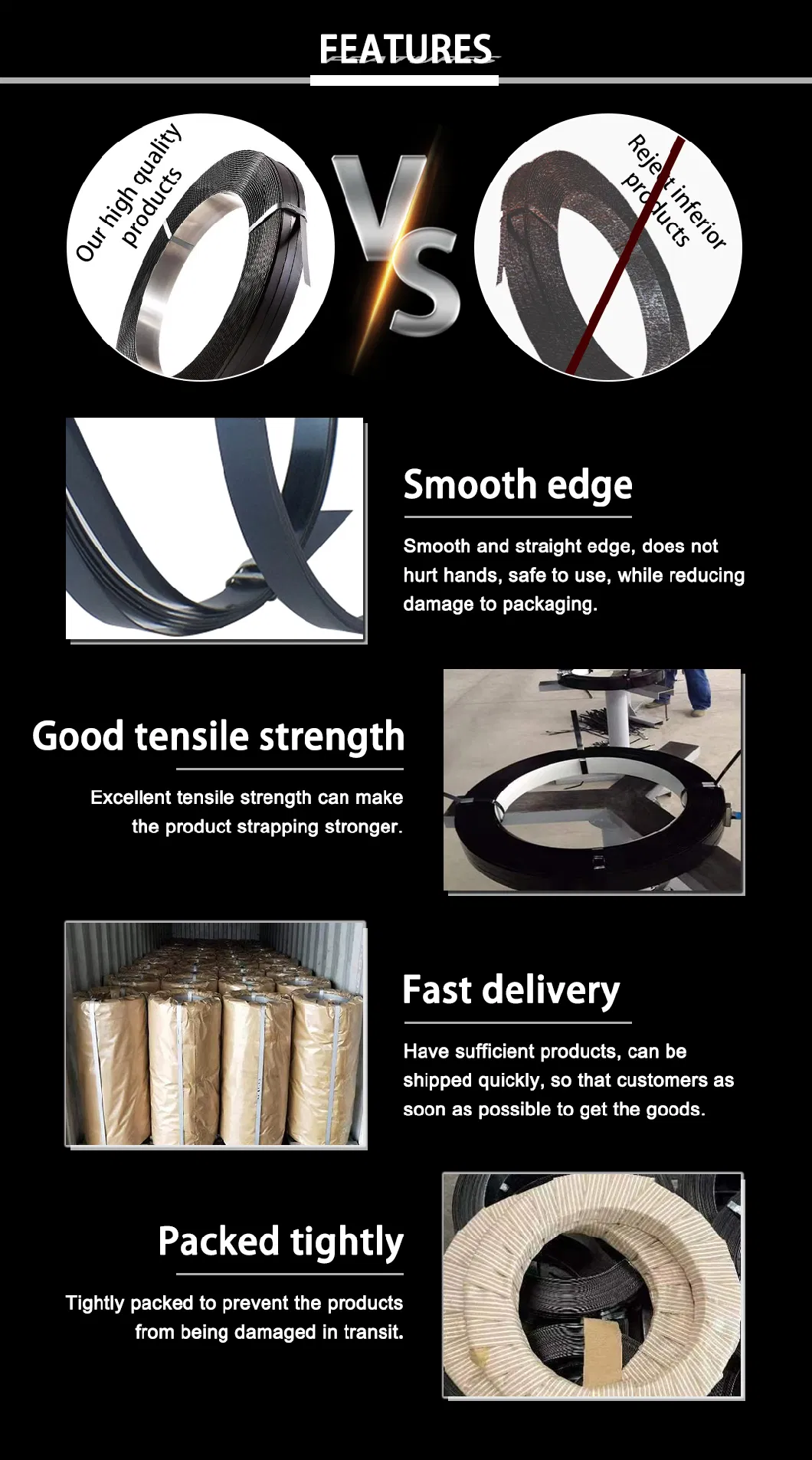 Cold Rolled Black Metal Packing Steel Strip/strapping/strap, High ...
