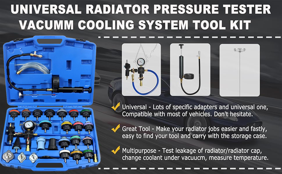 28-piece Automotive Radiator Pressure Tester Kit With Gauge Adapter For ...