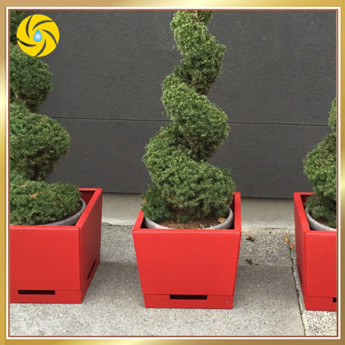 Garden Red Powder Coated Steel Rectangular Planter Box Square Flower ...