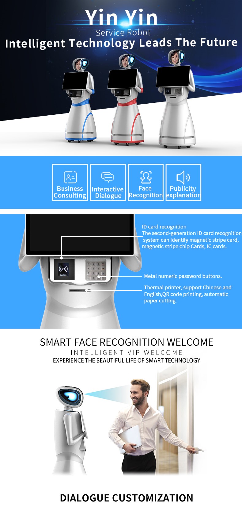 Ai Reception Robot With Led Face Recognition For Bank Business ...