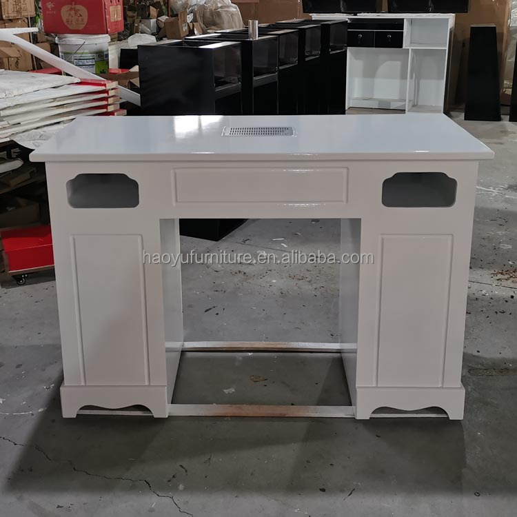 Black Nail Tech Tables Station With 6 Drawers Dust Collector Nail ...