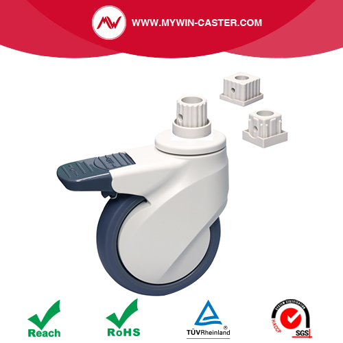 Square Tube With Total Lock All Plastic Medical Wheel Tpr Casters, High ...