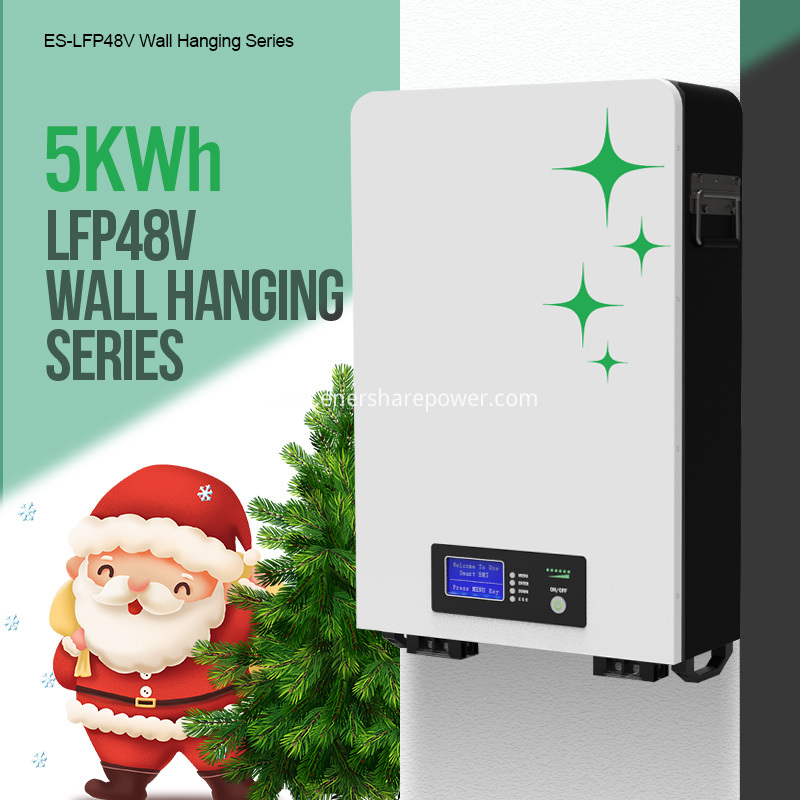 Enershare 5KWH wall-mount lithium ion battery 51.2V 100Ah