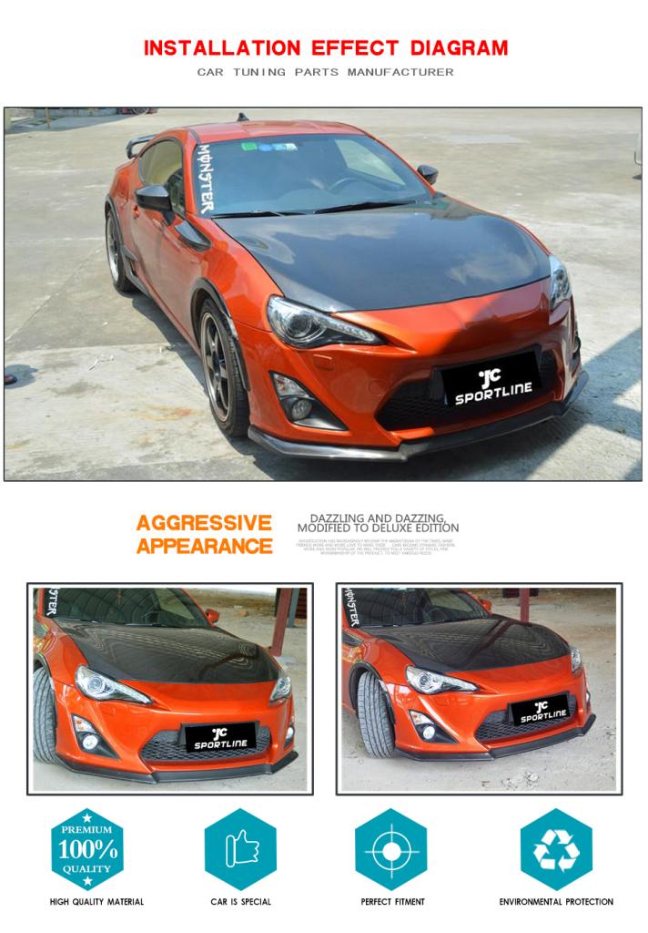 Carbon Fiber Front Bumper Lip Spoiler For Toyota Gt86 2013-2015, High ...