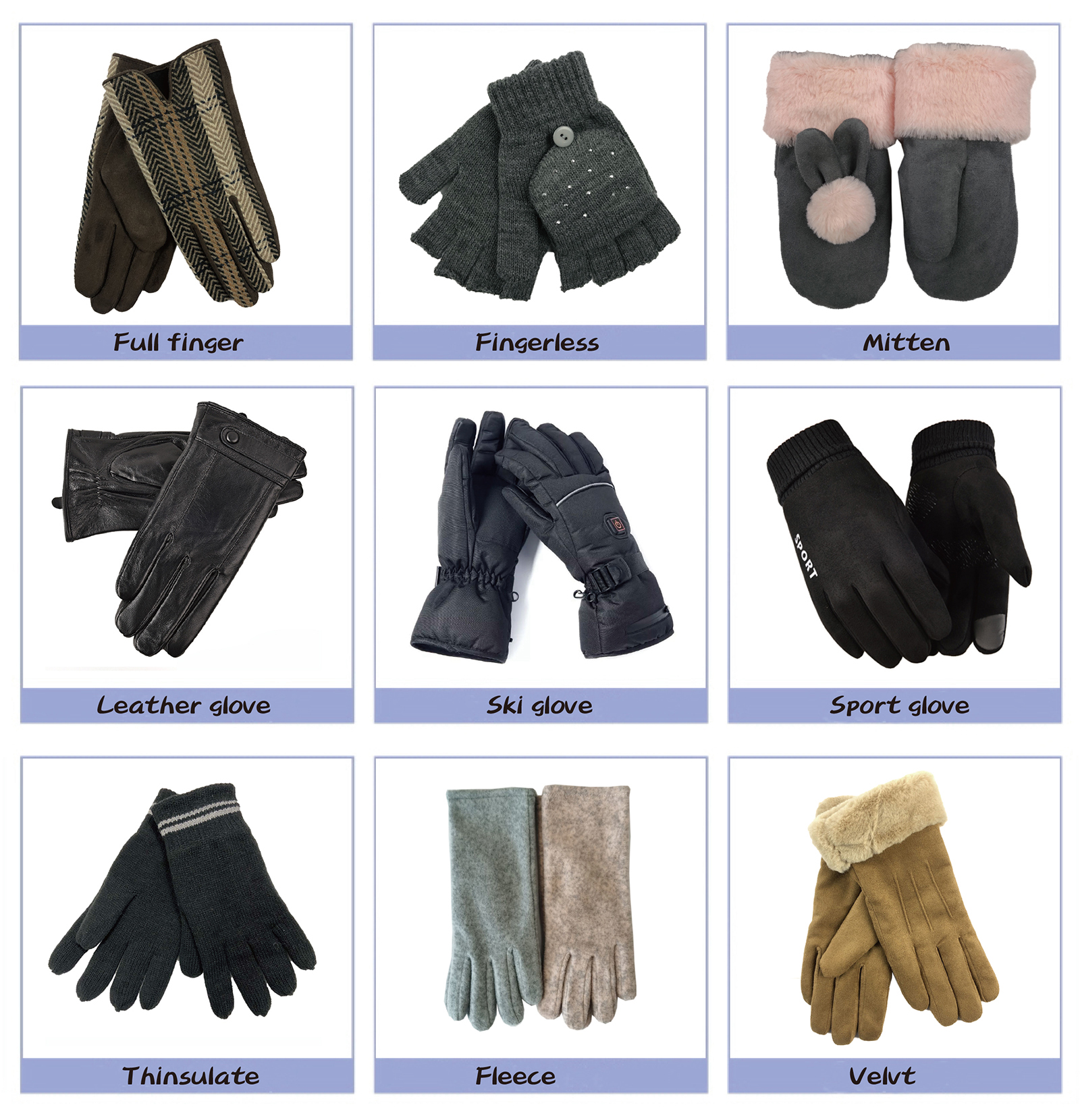 Allch Children's Winter Warm Knit Gloves - Cartoon Five-finger Gloves ...