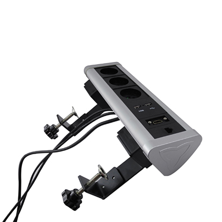 Triangle Type Furniture Desk With Edge Sockets, 3 Danish Table Clamp ...