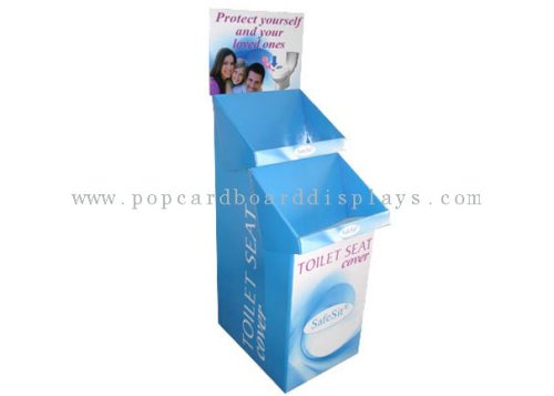 Blue Corrugated Cardboard Display Cases Store Displays For Toilet Cover ...