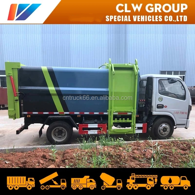 Dongfeng 5cbm/5000l Side Loading Compactor Refuse Truck Hydraulic ...