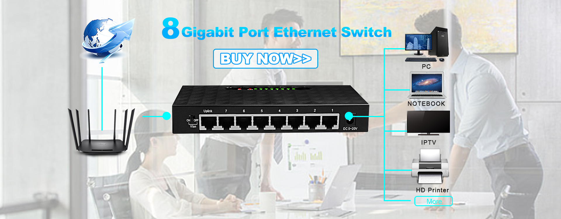 5 Port Gigabit Network Switch Desktop Switch 10/100/1000mbps Fast ...