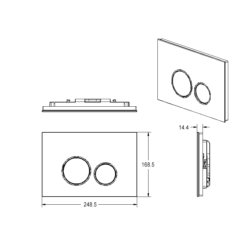 Tank Push Button Dual Flush Plate For Concealed Cistern Control, High ...