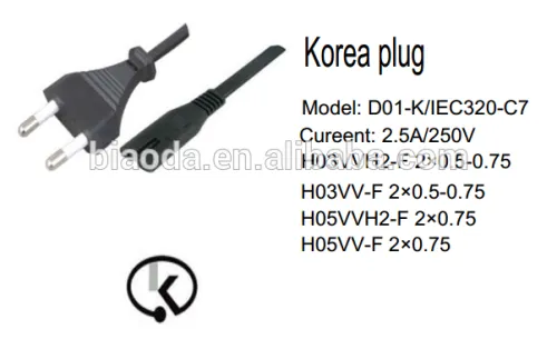 Korea Plug D01-k/iec320-c7, High Quality Korea Plug D01-k/iec320-c7 on ...
