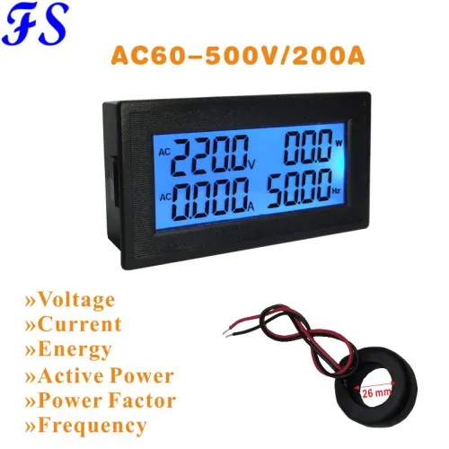 Ac 200a Volt Amp Panel Meter Lcd Digital Voltmeter Ammeter Ac Voltage Current Meter Frequency ...
