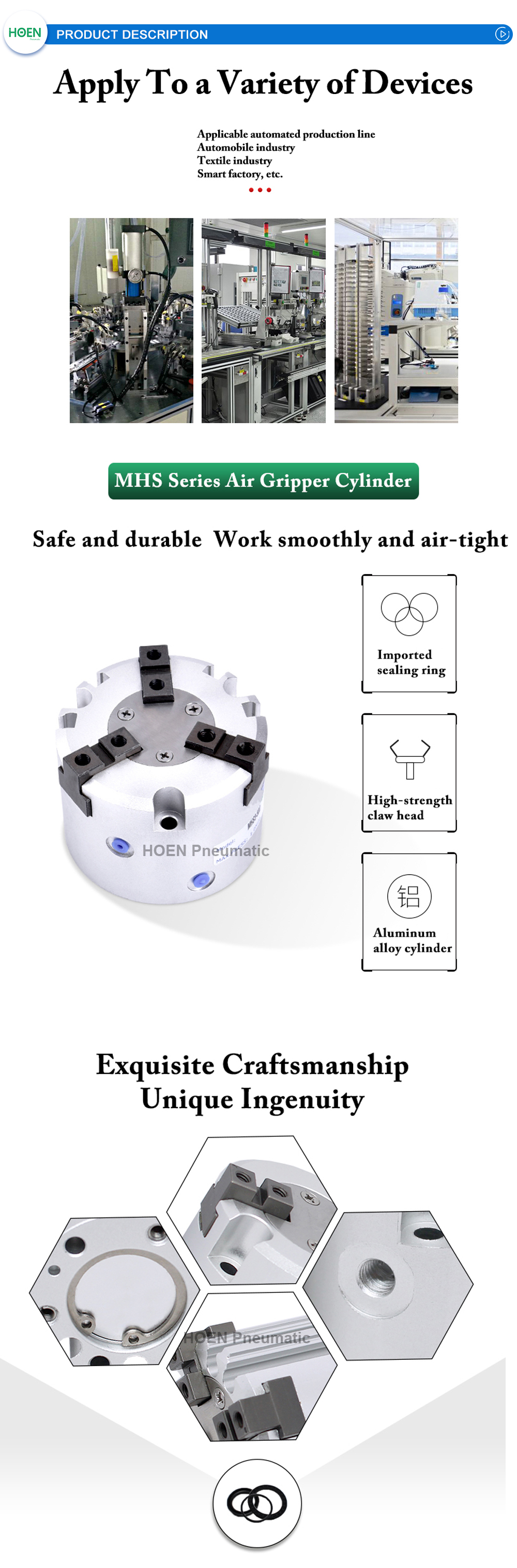 Pneumatic Cylinders Mhs2 Series: Round Body, Slide Guide, And Finger ...
