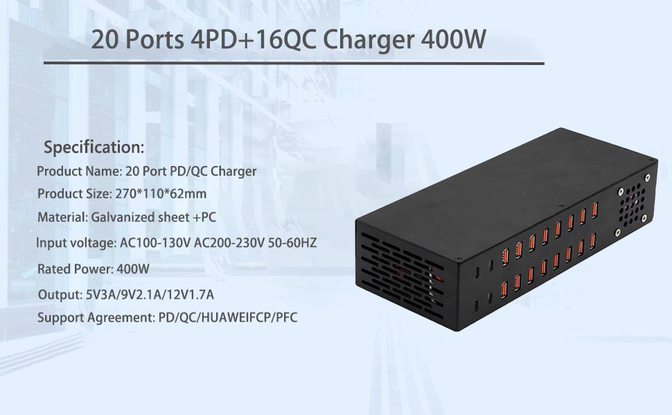 400w 4pd+16qc Quick Charger 20 พอร์ต คุณภาพสูง 400w 4pd+16qc Quick ...