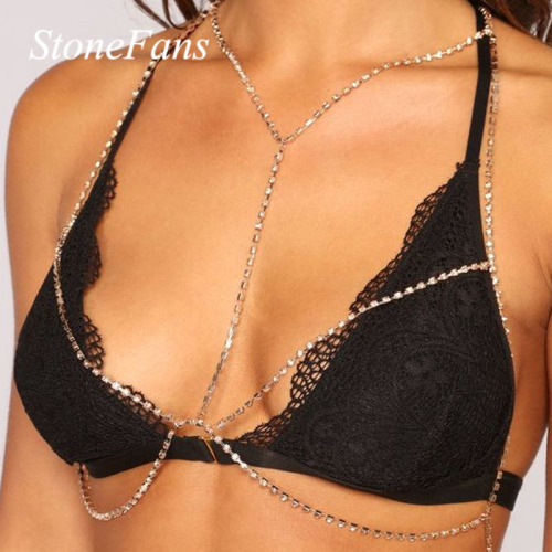 Stonefans Sexy Rhinestone Body Harness Bra Necklace Jewellery For Women
