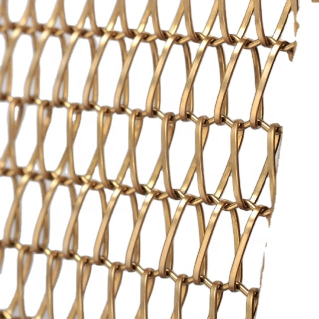 Gold Metal Mesh Ceiling Panel With Spiral Weave Wire Mesh And Frame ...