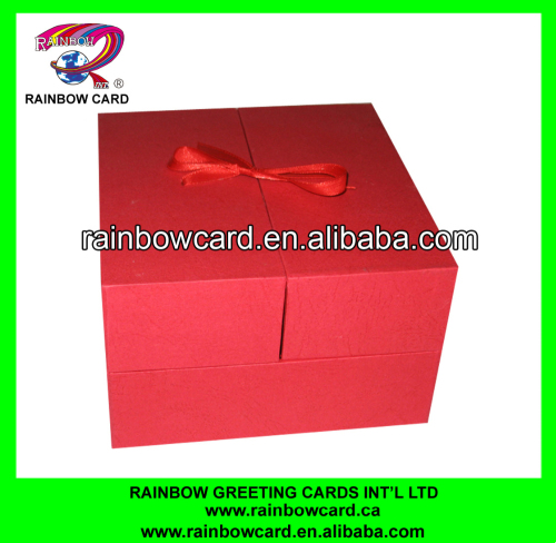 Red Paper Folding Gift Box With Ribbon, High Quality Red Paper Folding ...
