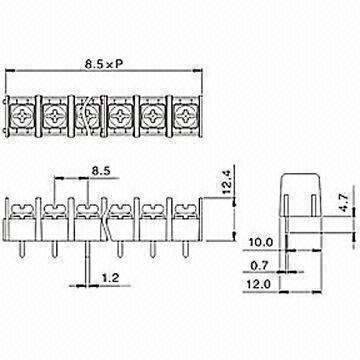 300v Barrier Terminal Block Connector With 8.5mm Pin Spacing, 12.2mm ...