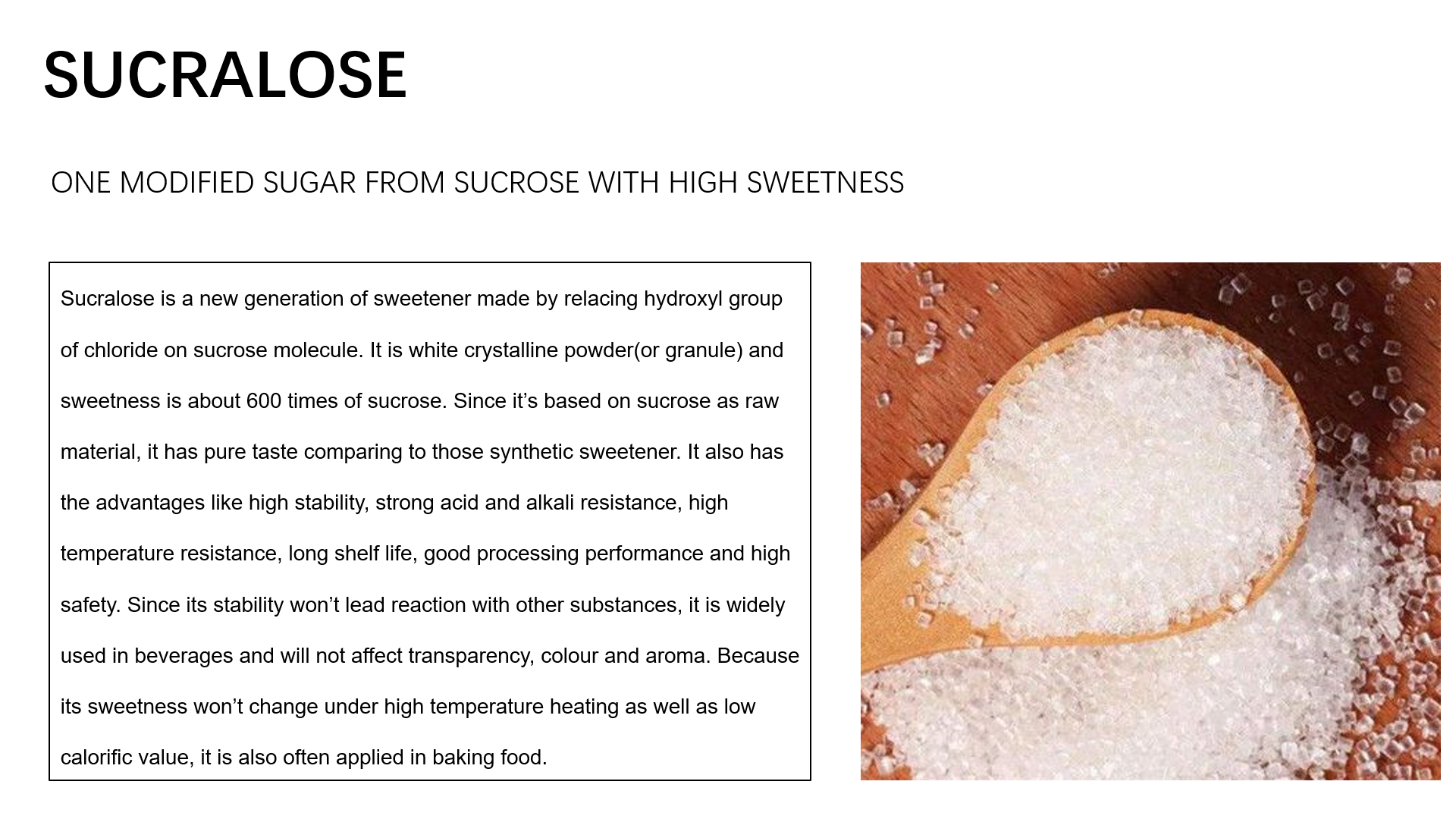 Sucralose As Sweetener In Beverages And Baked Foods (cas 56038-13-2 ...