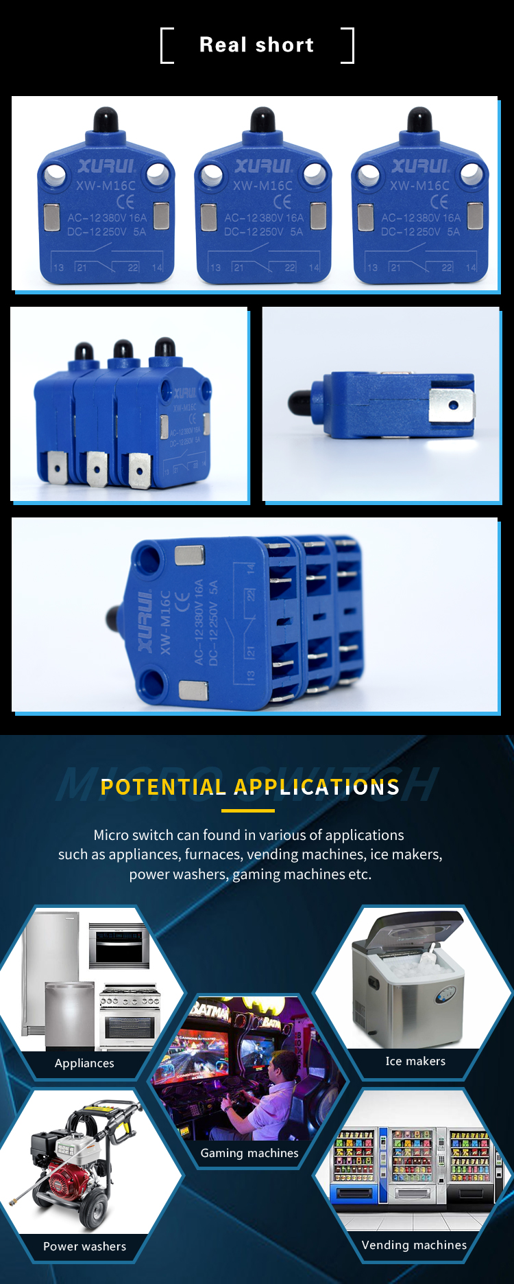 5a 250v Dc Micro Limit Switch Spdt Spst For Electrical Power Industry ...