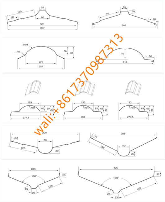 Galvanized Metal Roof Ridge Cap Roll Forming Machine For Watershed ...