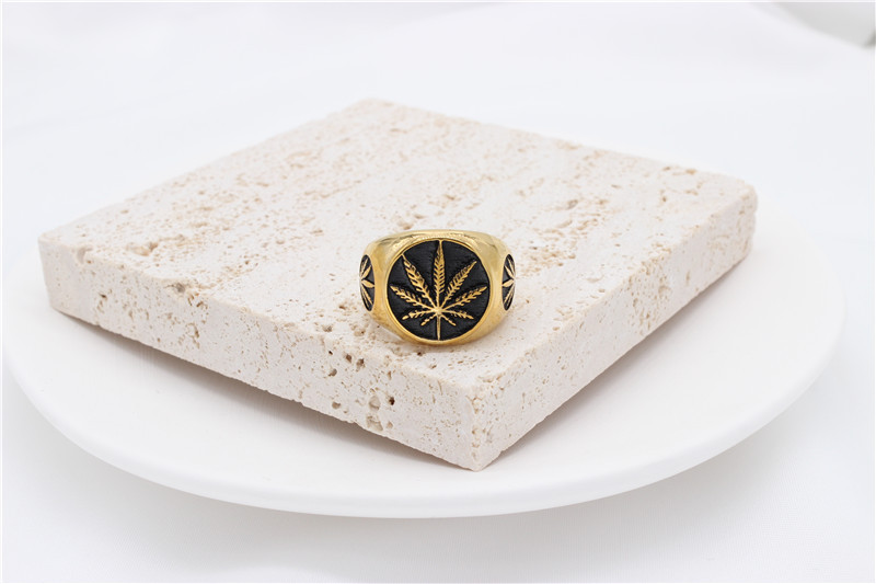 Wholesale Middle Eastern Leaf Stainless Steel Rings With Gold Plating ...