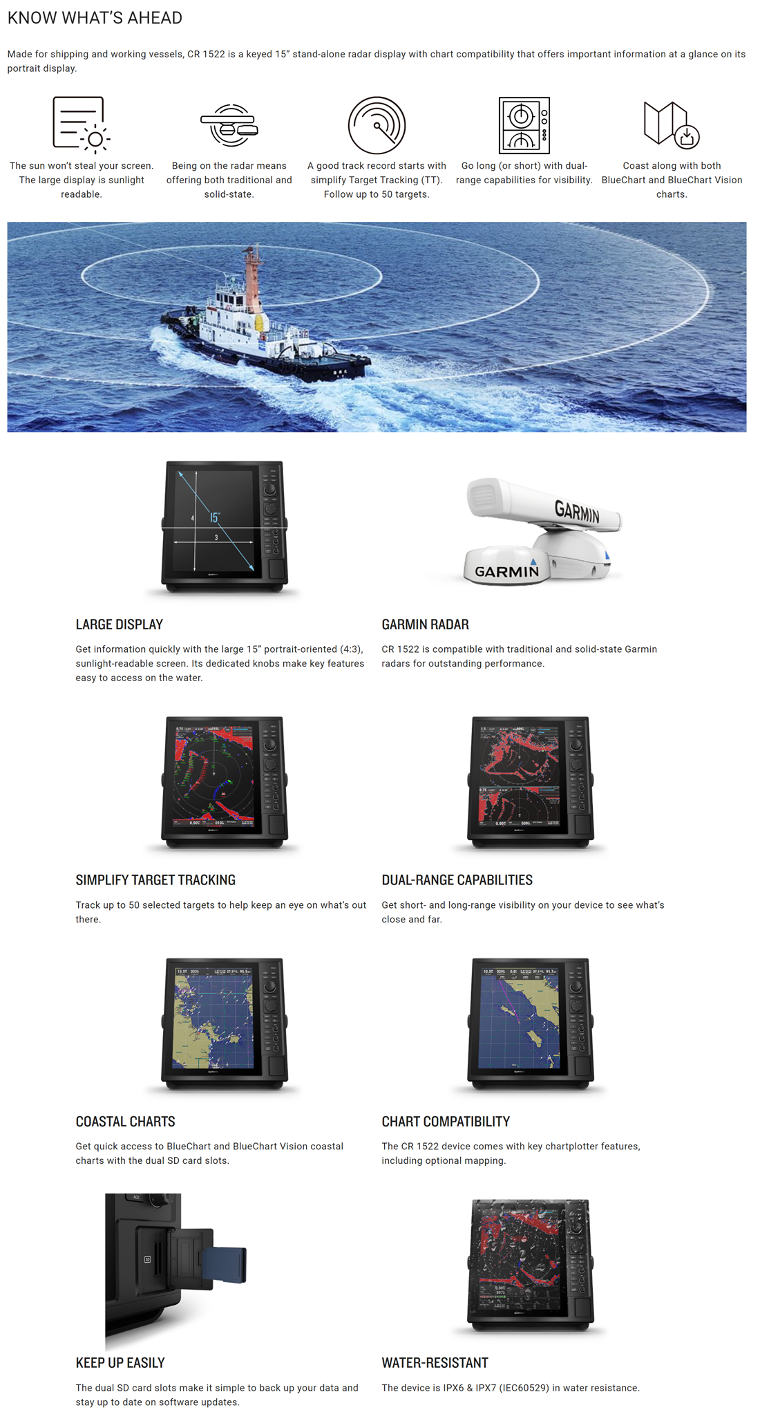 Marine Electronics Mfd Cr 1522 15'' Water Resistant Radar Chartplotter ...