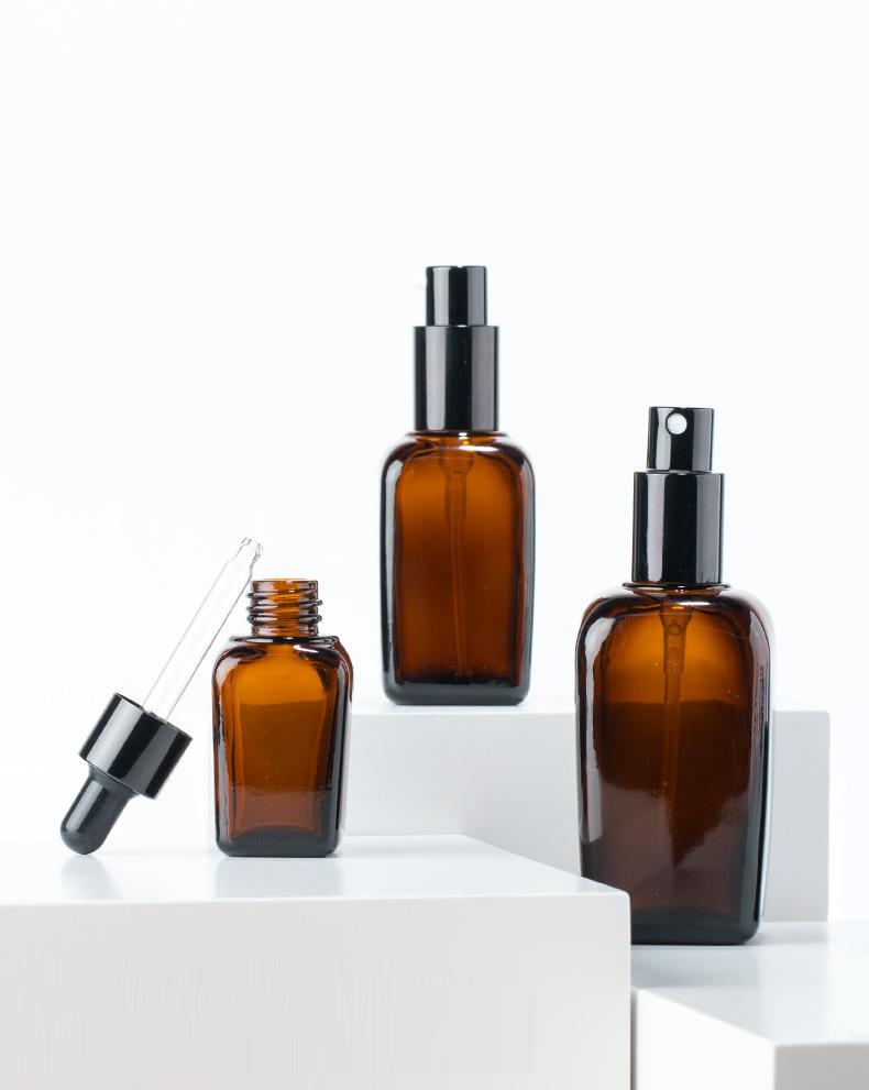 Square Tawny Spray Fine Mist Glass Separate Bottle, High Quality Square ...