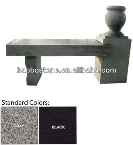 Grey Granite Memorial Bench With Vase, High Quality Grey Granite ...