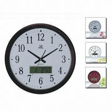Wall Clock With Thermo And Hygro, Lcd Clock To Display Date And Week ...