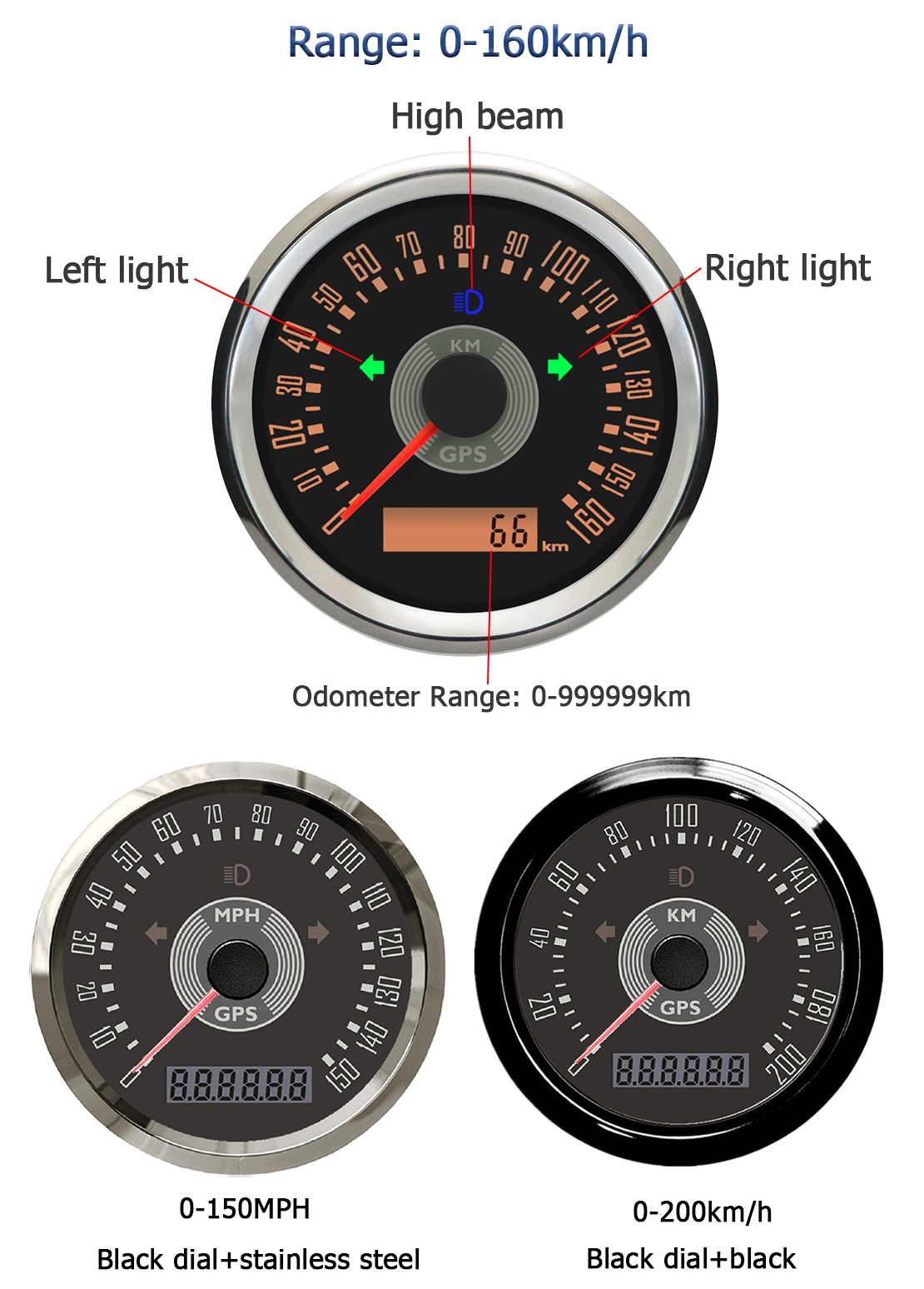 Eling 85mm Gps Speedometer Odometer - 150-200 Km/h For Boats & Racing ...