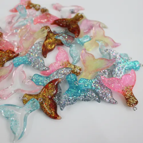 37*38mm Plastic Mermaid Tail Fish Mermaid Flat Back Resin Cabochons ...