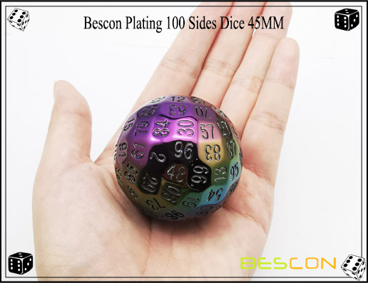 Bescon Metal Plating 100 Sided Dice, Game Dice D100, Polyhedral Solid ...