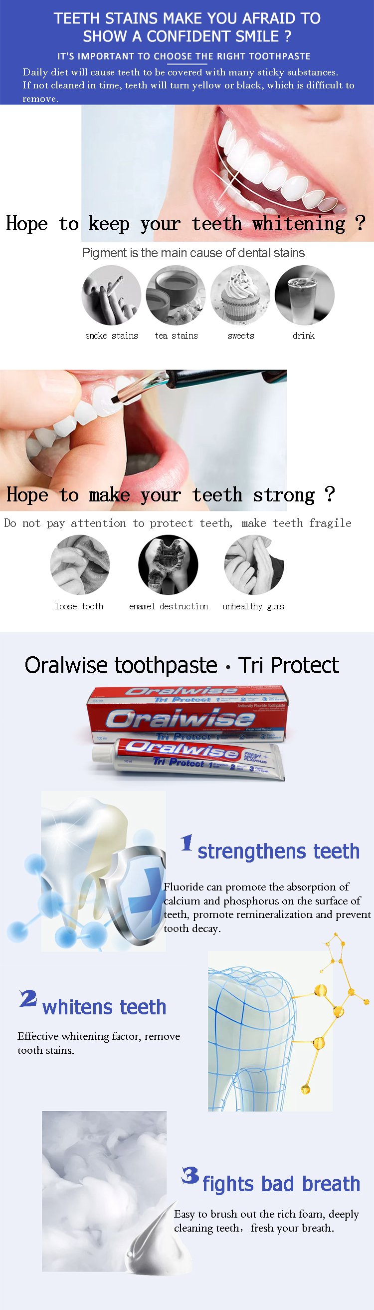 Fluoride Anti Cavity Triple Toothpaste For Adults, High Quality ...